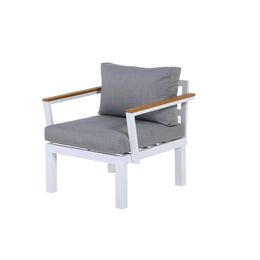 Gartenfreude Aluminium Sessel Ambience, flexibel einsetzbar mit wasserabweisenden Kissen, Weiß/Grau