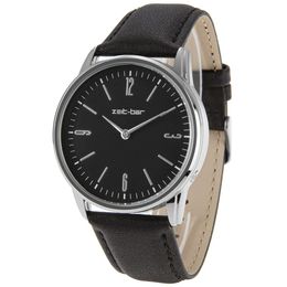 Zeit-Bar Funk-Armbanduhr, Alu-Gehäuse, Leder-Uhrband