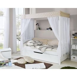 Ticaa Himmelbett Beige Var. 1 - mit Zusatzbett -