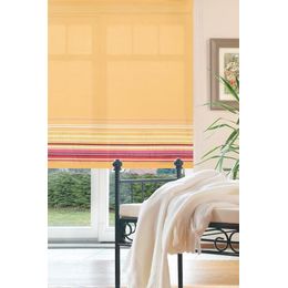 Bella Casa Seitenzugrollo, Kettenzugrollo, 180 x 182 cm, Dekor Bordüre orange