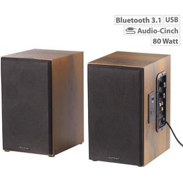 Auvisio MSS-90.usb Lautsprecher Holz Gehäuse Aktiver Stereo-Regallautsprecher Bluetooth Boxen