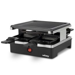 WEASY Wëasy Raclette Gerät und Grill LUGA40, 4 Personen, Antihaftbeschictung, 600 W, Edelstahl, schwarz