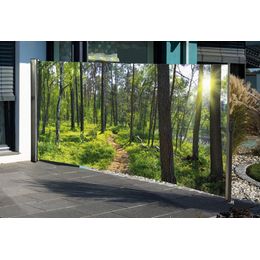 Westerholt Seitenmarkise mit Fotodruck Wald 1,6x3m, links - Auszug rechts