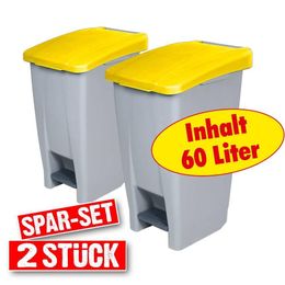 Tret-Abfallbehälter, gelb Spar-Set (2x 60 Liter)