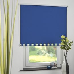 Bella Casa Seitenzugrollo Kettenzugrollo Volantrollo Rollo Eckig Verdunklung 152 x 180 cm blau für Fenster