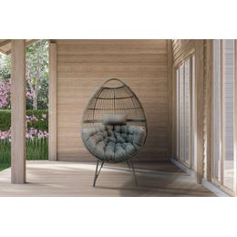 schütte Home & Living Rattan Loungesessel mit Polsterauflage grau