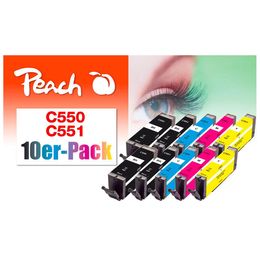 Peach 10er-Pack Tintenpatronen ersetzt Canon PGI-550, CLI-551