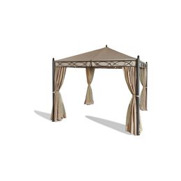 Grasekamp Garten-Pavillon ROM 3x3m mit 2 Seitenteil Sets geschlossen und mit Moskito Netz Party-Zelt Terrassen