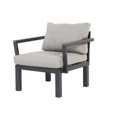 Gartenfreude Aluminium Sessel Ambience, flexibel einsetzbar mit wasserabweisenden Kissen, Dunkelgrau / Hellgrau,