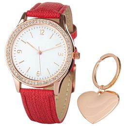 MEBUS Chronique Armbanduhr-Geschenkset, für Damen - Rot