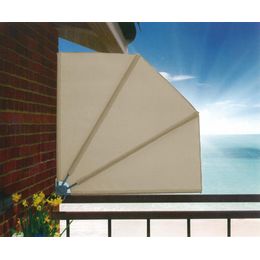Grasekamp Balkonfächer Premium 140x140cm Sand mit Wandhalterung Trennwand Sichtschutz
