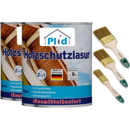 plid Premium Holzschutzlasur Holzlasur Holzschutz Holzgrundierung Set Teak