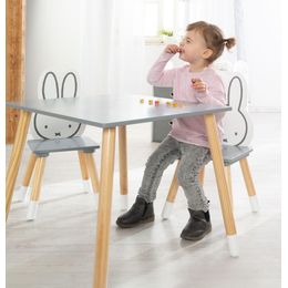 Roba Kinder Sitzgruppe miffy®, 2 Kinderstühlen & 1 Tisch, Holz, dunkelgrau, weiß, lackiert