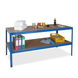 Arbeitstisch mit Fachboden, blau