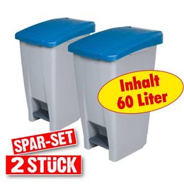 Tret-Abfallbehälter, blau Spar-Set (2x 60 Liter)