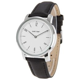 Zeit-Bar Funk-Armbanduhr Damen, Alu-Gehäuse, Leder-Uhrband