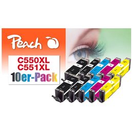 Peach 10er-Pack Tintenpatronen ersetzt Canon PGI-550XL, CLI-551XL
