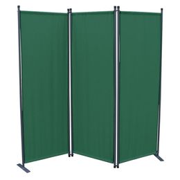 Grasekamp Stellwand 165x170 cm dreiteilig - grün - Paravent Raumteiler Trennwand Sichtschutz