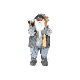 Expo-Börse Dekofigur Weihnachtsmann 80 cm grau mit Ski & Sack Nikolaus