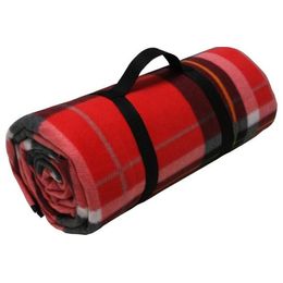 Picknick Decke XXL Fleece 200 x 200 cm Rot kariert Camping