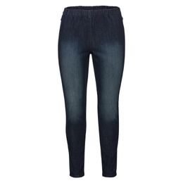 sheego Große Größen: Jeggings mit Used-Effekten, blue black Denim, Gr.21