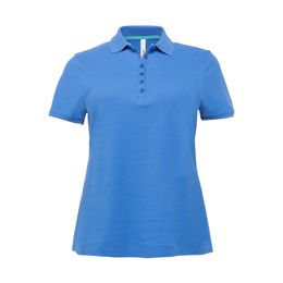 sheego Große Größen: Poloshirt mit kurzem Arm, in Piqué-Qualität, azurblau, Gr.44/46