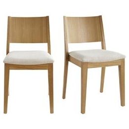 Miliboo Skandinavische Stühle mit Bouclé-Stoff in Ecru und heller Eiche (2er-Set) MELVIL