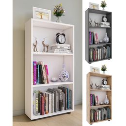 Vcm Holzregal stehend platzsparender B&uuml;cherregal Ma&szlig;e ca. H. 108 x B. 56 x T. 20 cm Elegante Aufbewahrung Regal &ndash; Bulas 3 F&auml;cher