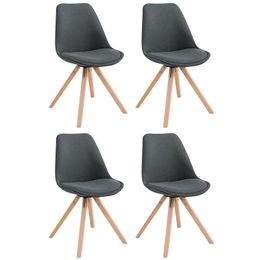 CLP 4er Set Esszimmer-Stuhl Toulouse Stoff Square mit Stoffbezug und hochwertigem Sitzpolster I Mit Stabilem Holzgestell I Sitzh&ouml;he 48 cm