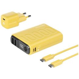 RealPower PB-10000 Power Pack Powerbank 10000 mAh Li-Ion USB, USB-C® Gelb