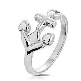 BUNGSA Fingerring Ring Anker silber aus Edelstahl Unisex (Ring