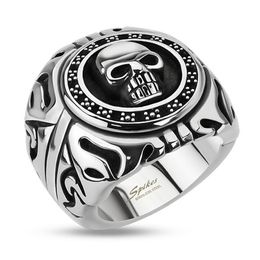 BUNGSA Fingerring Ring Totenkopf Silber aus Edelstahl Herren (Ring