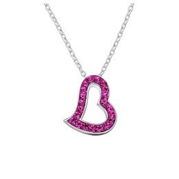 BUNGSA Ketten-Set Kette Kristallherz Fuchsia aus 925 Silber Damen (1-tlg)