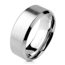 BUNGSA Fingerring Ring mit schrägem Rand Silber aus Edelstahl Unisex (Ring