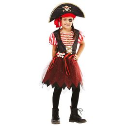buttinette Piratin-Kostüm für Kinder, schwarz/rot