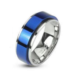 BUNGSA Fingerring Ring mit Mittelring Blau aus Edelstahl Unisex (Ring