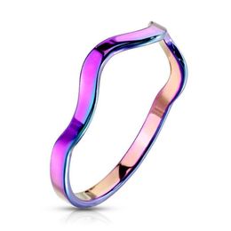 BUNGSA Fingerring Ring Wellendesign verschiedene Farben aus Edelstahl Damen (Ring