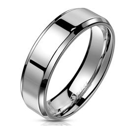 BUNGSA Fingerring Ring schräger Rand Silber aus Edelstahl Unisex (Ring