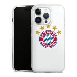 DeinDesign Handyhülle FC Bayern München FCB Sterne FCB Logo mit Sterne - ohne Hintergrund, Apple iPhone 14 Pro Silikon Hülle Bumper Case Handy Schutzh