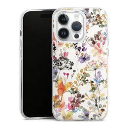 DeinDesign Handyhülle Blume Muster Pastell Wild Grasses, Apple iPhone 14 Pro Silikon Hülle Bumper Case Handy Schutzhülle, weiß, transparent