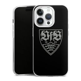 DeinDesign Handyhülle Offizielles Lizenzprodukt VfB Stuttgart VfB Stuttgart schwarz, Apple iPhone 14 Pro Silikon Hülle Bumper Case Handy Schutzhülle