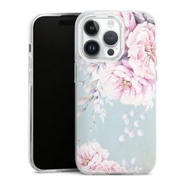 DeinDesign Handyhülle Blume Pastell Wasserfarbe Watercolour Flower, Apple iPhone 14 Pro Silikon Hülle Bumper Case Handy Schutzhülle, weiß, transparent