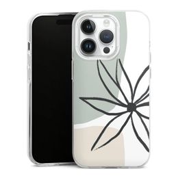 DeinDesign Handyhülle Blume Boho Malerei Flower Mint and Cream, Apple iPhone 14 Pro Silikon Hülle Bumper Case Handy Schutzhülle, weiß, transparent