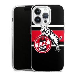 DeinDesign Handyhülle 1. FC Köln Offizielles Lizenzprodukt Colour Stripes 1.FC, Apple iPhone 14 Pro Silikon Hülle Bumper Case Handy Schutzhülle, weiß