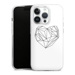 DeinDesign Handyhülle Herz Graphic Dreiecke Heart graphic white, Apple iPhone 14 Pro Silikon Hülle Bumper Case Handy Schutzhülle, weiß, transparent