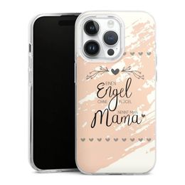 DeinDesign Handyhülle Muttertag Mama Spruch Engel Mama, Apple iPhone 14 Pro Silikon Hülle Bumper Case Handy Schutzhülle, weiß, transparent