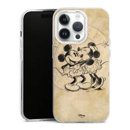 DeinDesign Handyhülle Mickey Mouse Minnie Mouse Vintage Minnie&Mickey, Apple iPhone 14 Pro Silikon Hülle Bumper Case Handy Schutzhülle, weiß