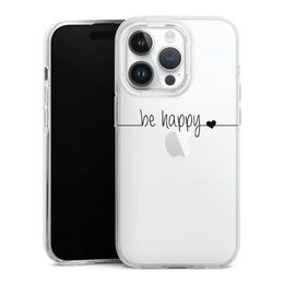 DeinDesign Handyhülle Statement Glück Motiv ohne Hintergrund be happy transparent, Apple iPhone 14 Pro Silikon Hülle Bumper Case Handy Schutzhülle