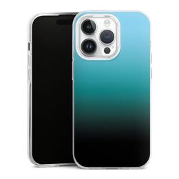 DeinDesign Handyhülle zweifarbig Farbverlauf schwarz Modern Darkness, Apple iPhone 14 Pro Silikon Hülle Bumper Case Handy Schutzhülle, weiß