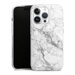 DeinDesign Handyhülle Stein Marmor Muster Marmor, Apple iPhone 14 Pro Silikon Hülle Bumper Case Handy Schutzhülle, weiß, transparent